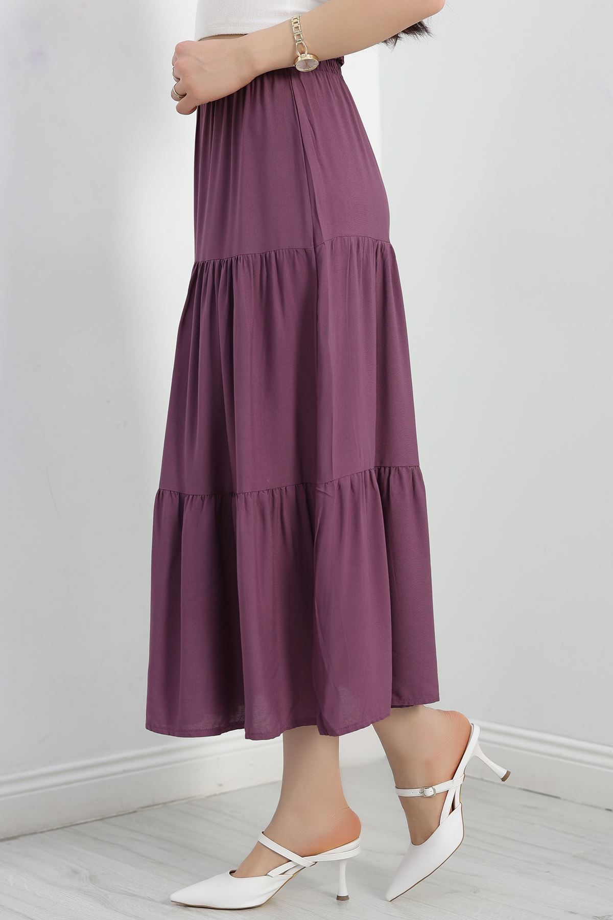 Katlı Dokuma Etek Mor - 1800.1095. - Haydigiy