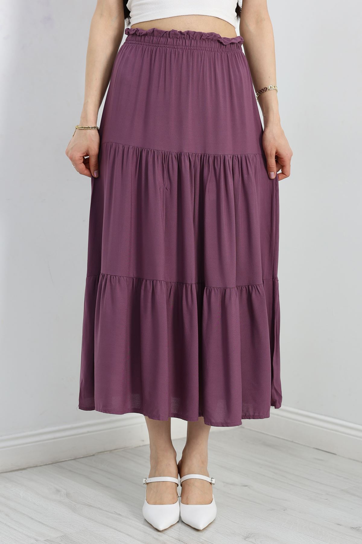 Katlı Dokuma Etek Mor - 1800.1095. - Haydigiy