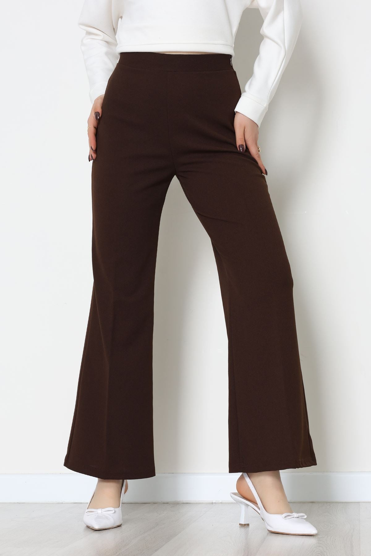 İthal Scuba Krep Likralı Yandan Fermuarlı Pantolon Kahve - 51233.1397 ...