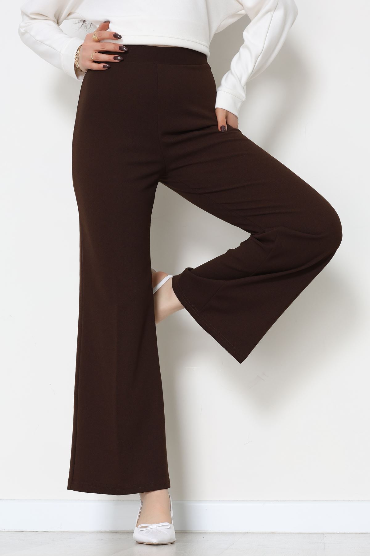 İthal Scuba Krep Likralı Yandan Fermuarlı Pantolon Kahve - 51233.1397 ...