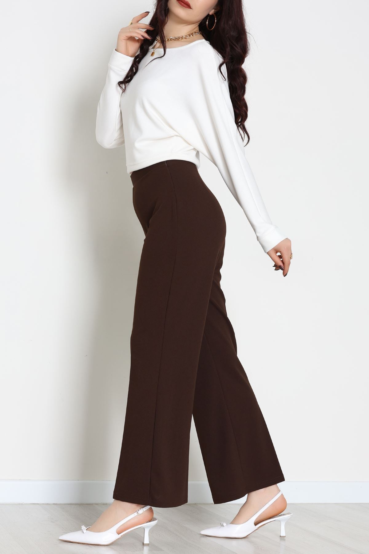 İthal Scuba Krep Likralı Yandan Fermuarlı Pantolon Kahve - 51233.1397 ...