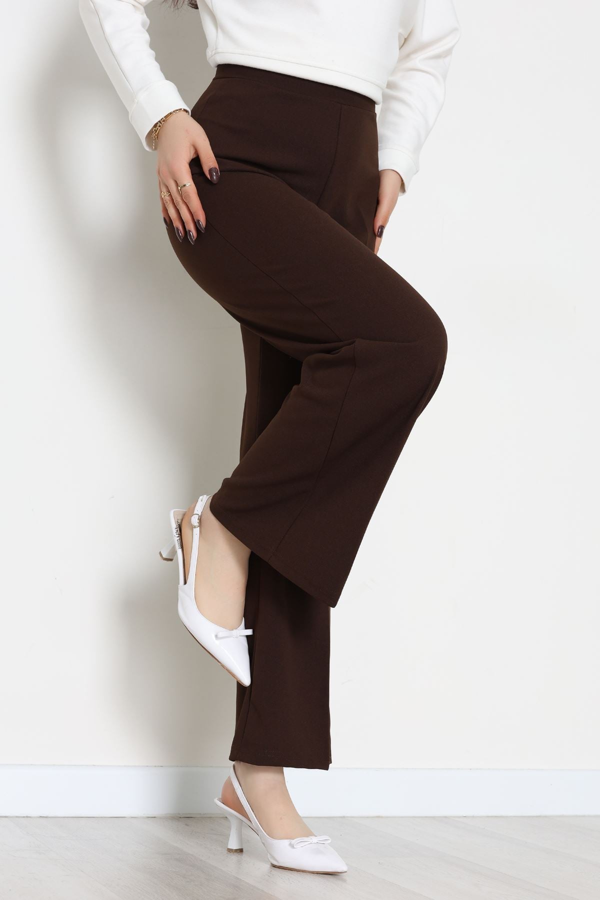 İthal Scuba Krep Likralı Yandan Fermuarlı Pantolon Kahve - 51233.1397 ...
